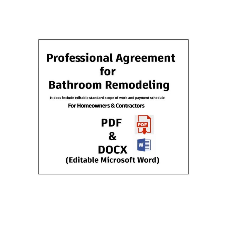 Bathroom Remodeling Agreement Template - Tayara Home
